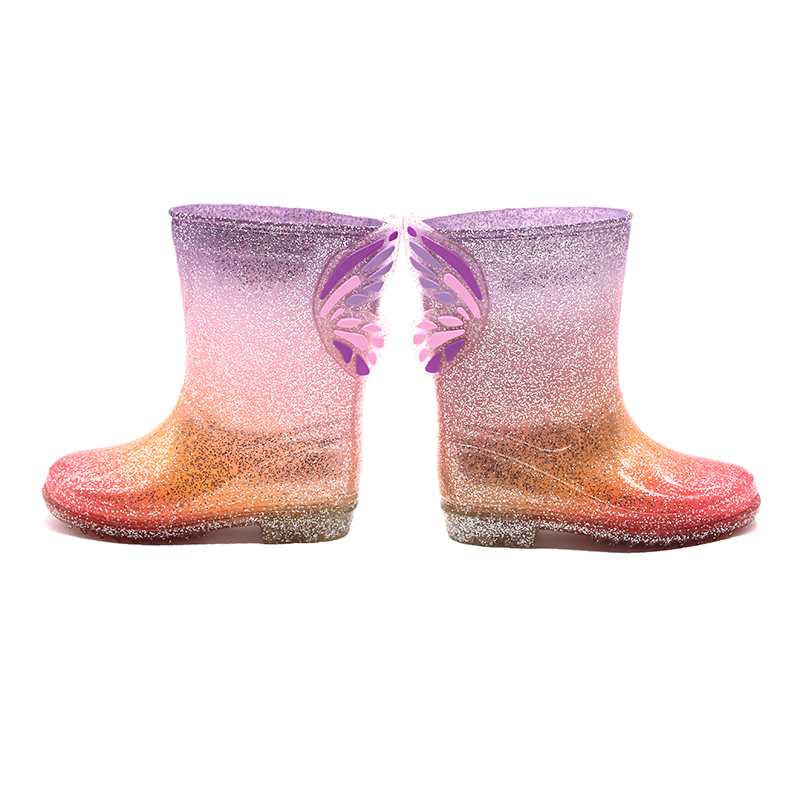 Shiny 3D Butterfly Wellies for Kids Girls Wellington Boots PVC Wellies ...